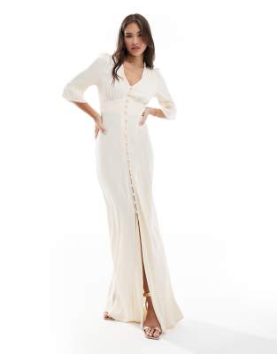 Maids To Measure Bridesmaid Button Front Maxi Dress In White | ModeSens