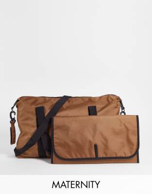 Mamalicious Maternity changing bag with changing mat in brown | ASOS
