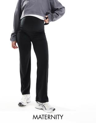 Mamalicious Maternity over the bump straight leg pants in black | ASOS