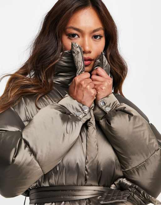 Metallic Longline Puffer Jacket Ph