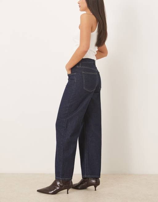 Mango Bet 100% cotton barrel leg jeans in indigo | ASOS