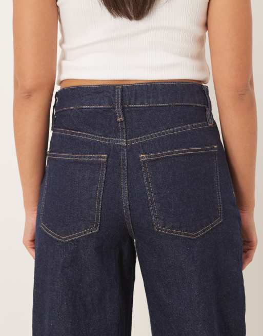 Mango Bet 100% cotton barrel leg jeans in indigo | ASOS