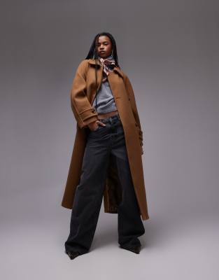 Mango – Brun kappa i oversize av ylletyg | ASOS