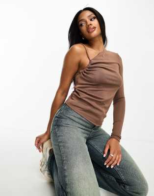 Mango – Brun topp med långa ärmar | ASOS