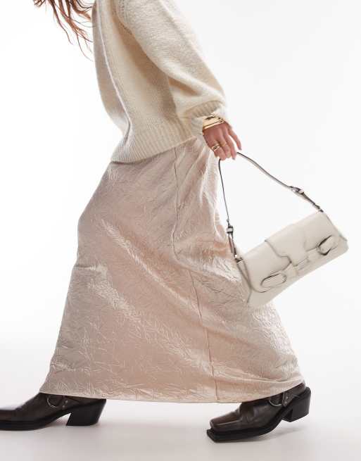 Mango buckle front shoulder bag in white | ASOS