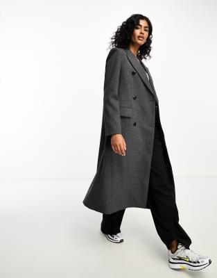 Mango Capsule wool longline coat in grey | ASOS
