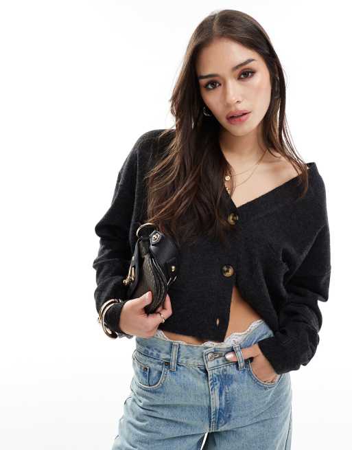 Mango cardigan in charcoal | ASOS