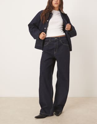 Mango Charlot 100% cotton barrel jean in indigo | ASOS