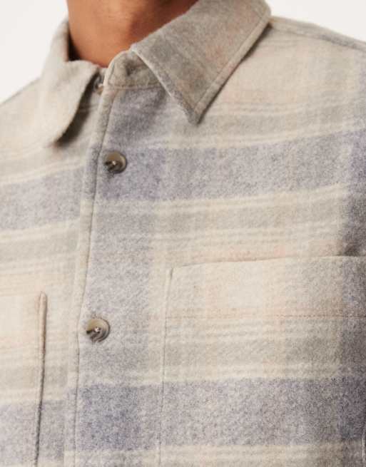 Mango checked shacket in light blue | ASOS
