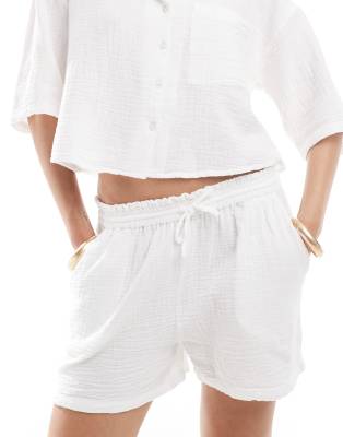 Mango cheesecloth shorts in white - part of a set | ASOS