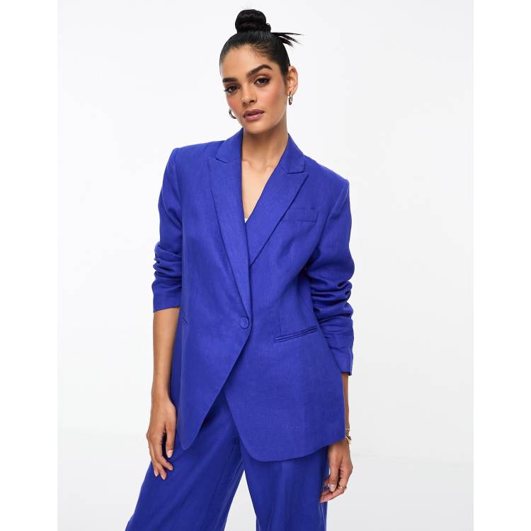 4th Reckless Double Breasted Suit Blazer In Cobalt Blue