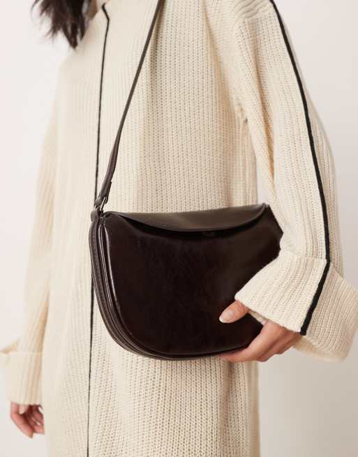 Mango classic cross body bag in deep brown | ASOS