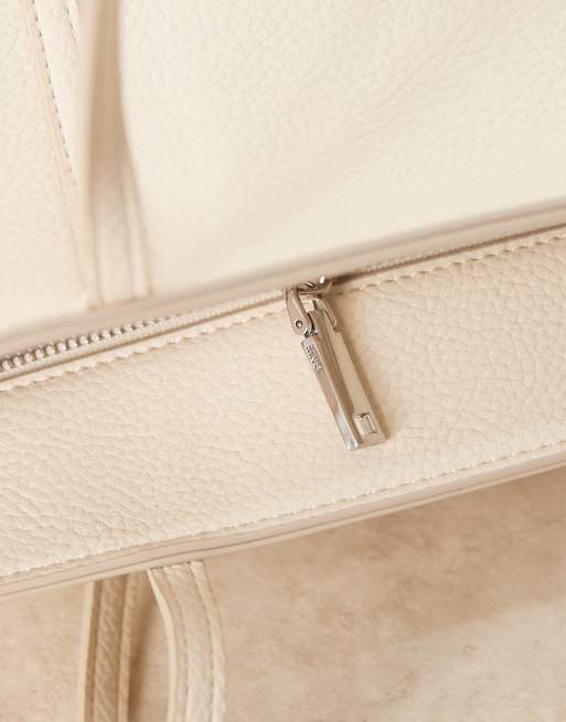 Mango classic faux leather tote bag in ivory | ASOS