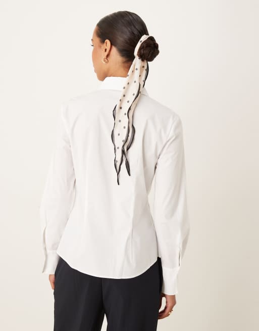 Mango cotton fitted shirt in white | ASOS