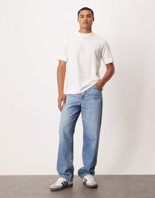 Mango cotton mix textured t-shirt in natural | ASOS