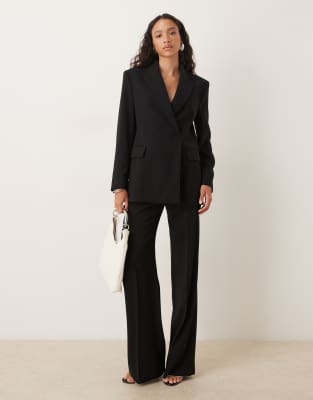 Mango cross button blazer & pants set in black | ASOS