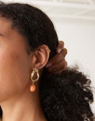 Mango drop stone earings in gold | ASOS