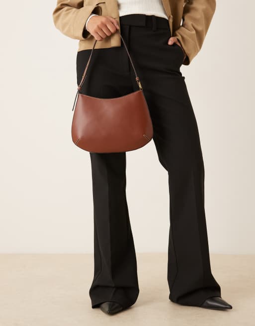 Mango faux leather shoulder bag in brown | ASOS