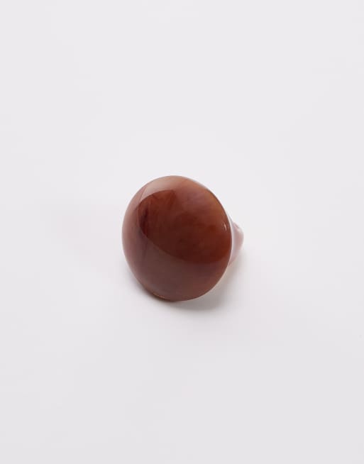 Mango featuring Kaia Gerber resin ring in brown | ASOS