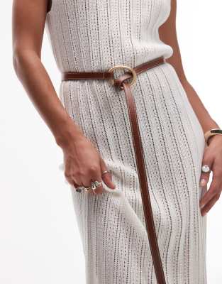 Mango gold ring detail belt in brown | ASOS