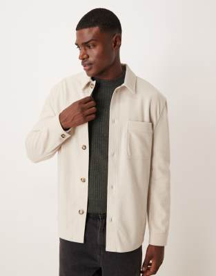 Mango – Gräddvit overshirt i texturerat ylle | ASOS