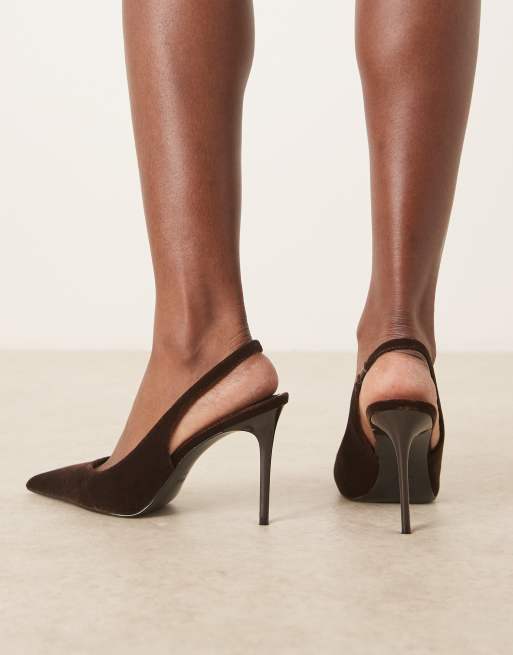 Mango heeled slingback in dakr brown | ASOS
