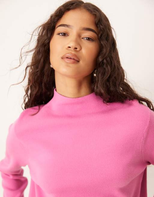 Mango high neck sweater in pink | ASOS