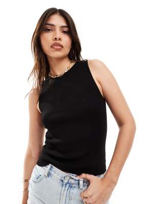 Mango high neck tank top in black | ASOS
