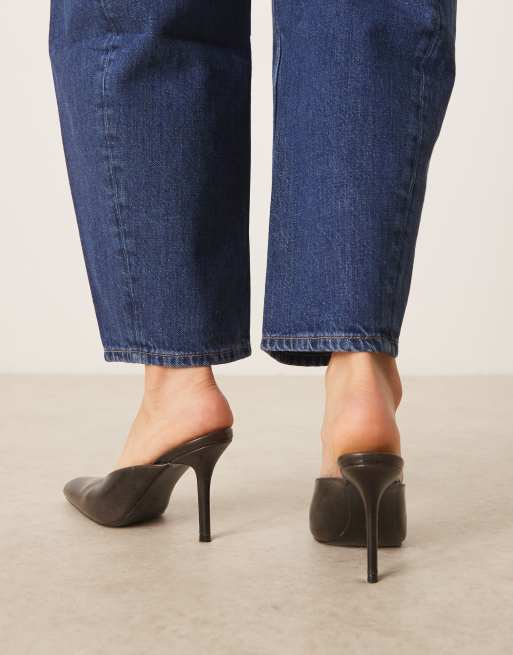Mango high vamp heeled mule in dark brown | ASOS