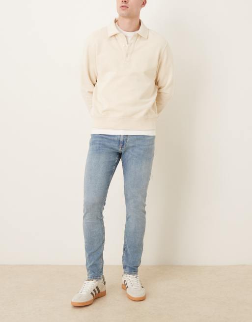 Mango Jude cotton rich slim jeans in light blue | ASOS