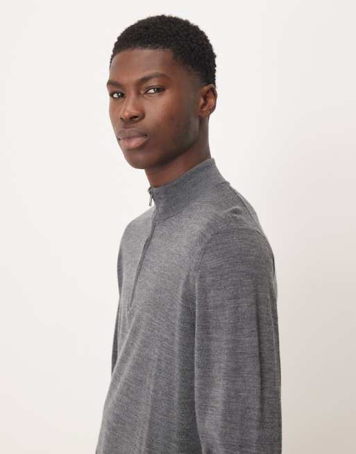 Mango knit half zip in dark gray | ASOS