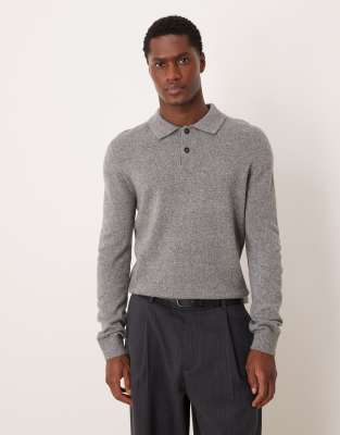 Mango knit polo shirt in gray | ASOS
