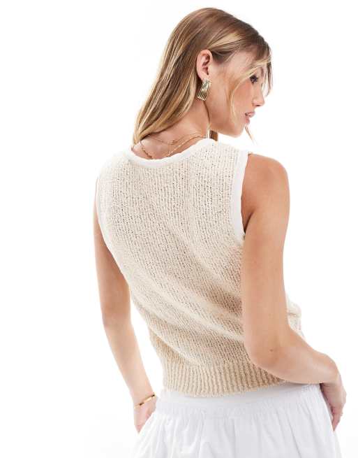 Mango knit sleeveless cropped top in white | ASOS