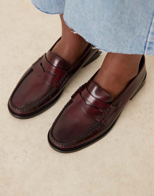 Mango leather loafers in cherry red | ASOS