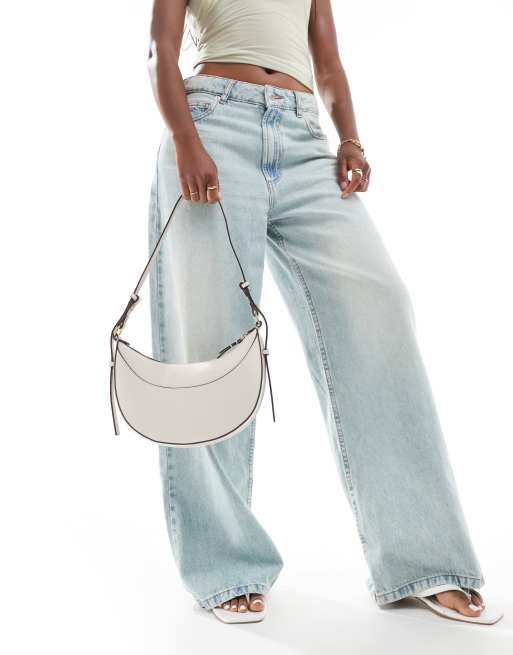 Mango leather look shoulder bag in white | ASOS