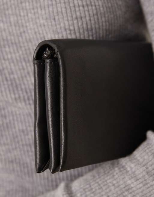 Mango leather shoulder bag in black | ASOS