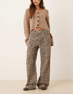 Mango Leopard 100% cotton straight jean in leopard print | ASOS
