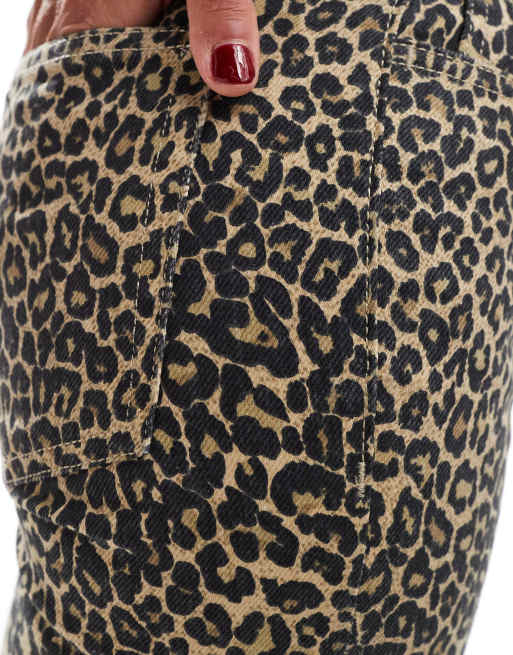 Mango leopard print straight leg jeans in brown | ASOS