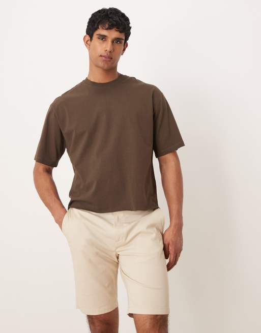 Mango linen mix chino shorts in light beige | ASOS