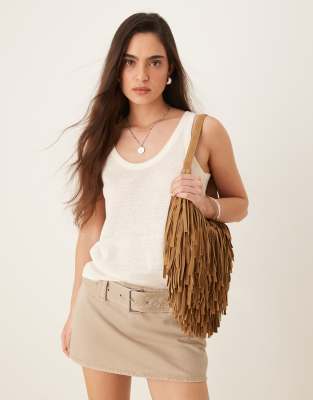 Mango linen tank top in beige | ASOS