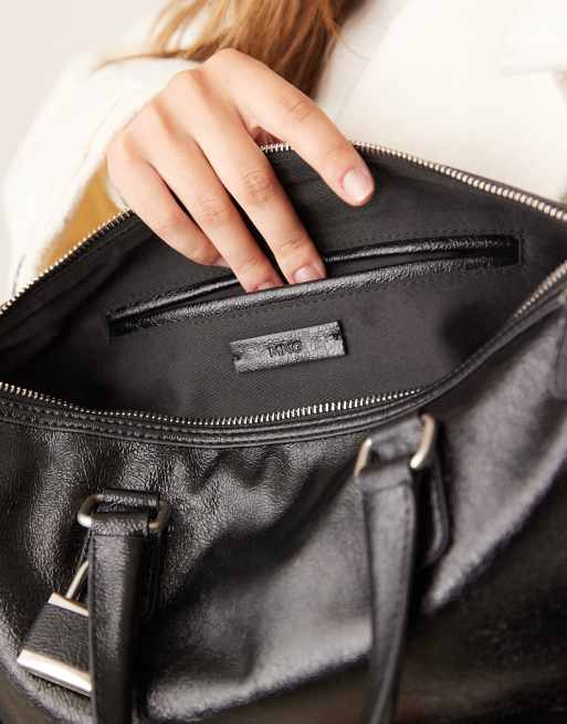 Mango lock charm city bag in black | ASOS