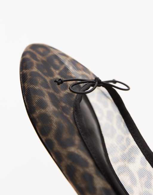 Mango mesh ballet pumps in leopard print | ASOS