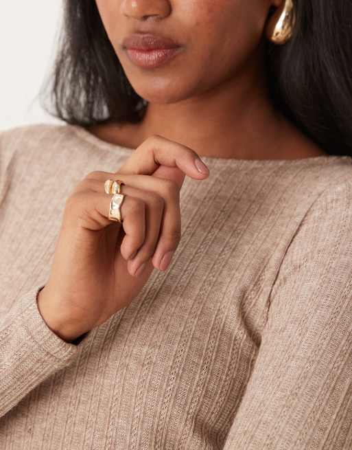 Mango mixed rib knit long sleeve top in brown | ASOS