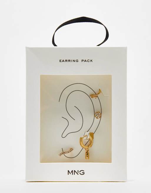 Mango multipack of earrings in gold | ASOS