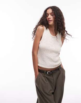 Mango – Naturvitt, virkat linne | ASOS