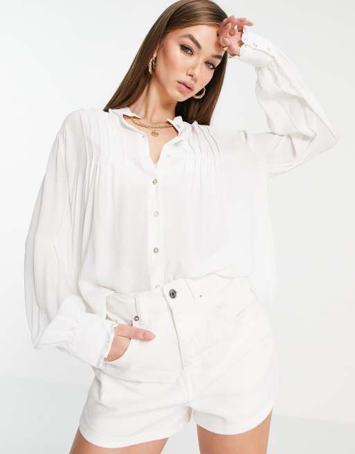 Mango open neck shirt in white | ASOS