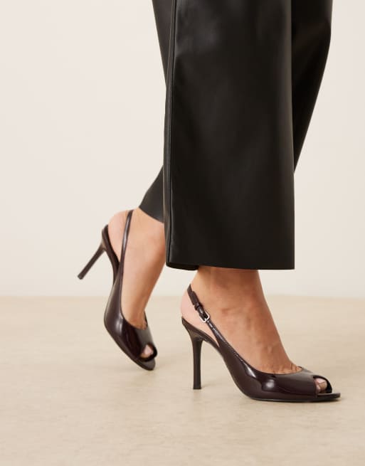 Mango open toe slingback heels in cherry red | ASOS