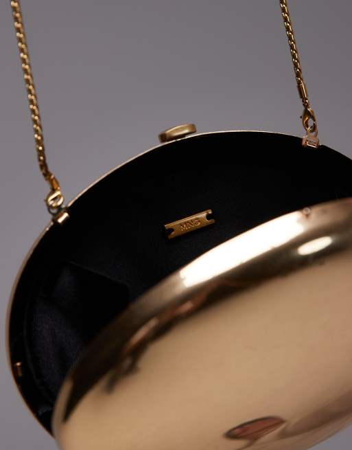 Mango oval metal clutch bag in gold | ASOS