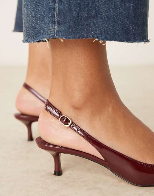 Mango patent pointed toe slingback heels in cherry red | ASOS