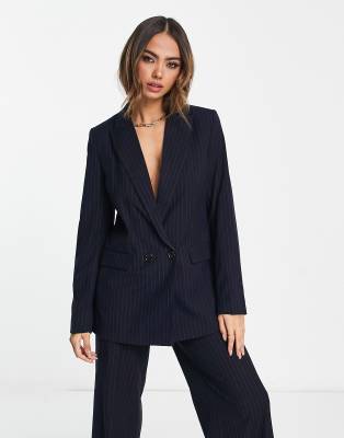 Mango pinstripe blazer in navy - part of a set | ASOS